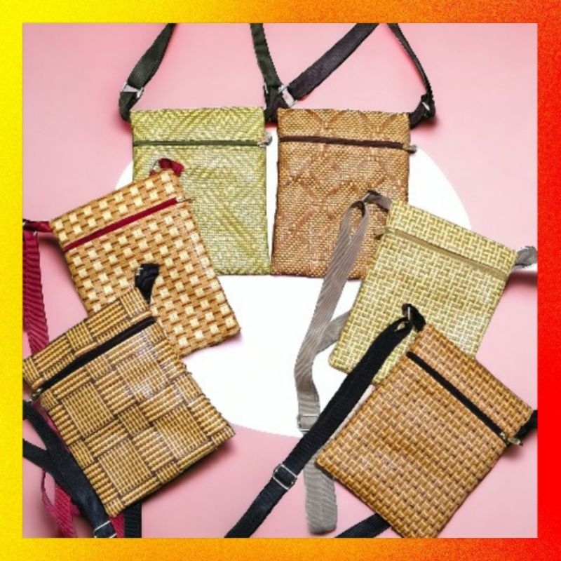 Double Zipper Bag | Shoulder Bag | Made of banig | Native bag | Shopee ...