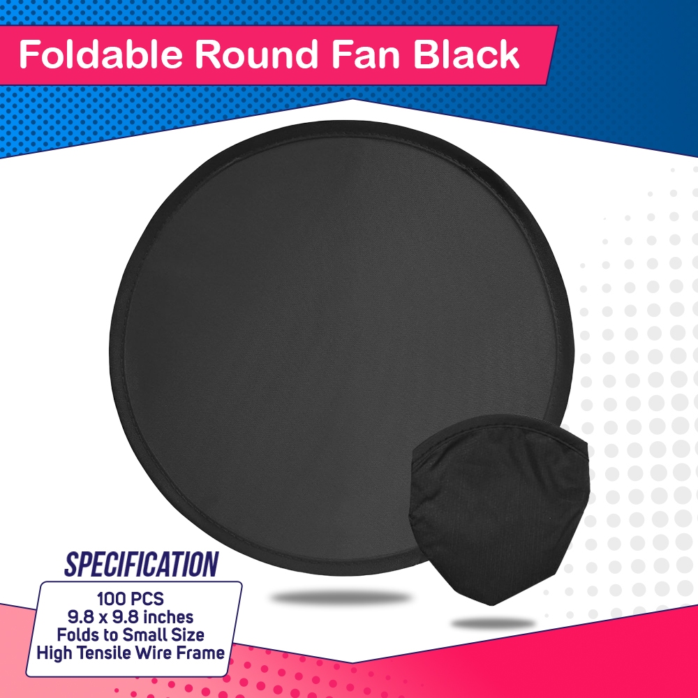 100PCS QUAFF Black Sublimation Round Fan / Foldable Fan / Twisted Fan ...