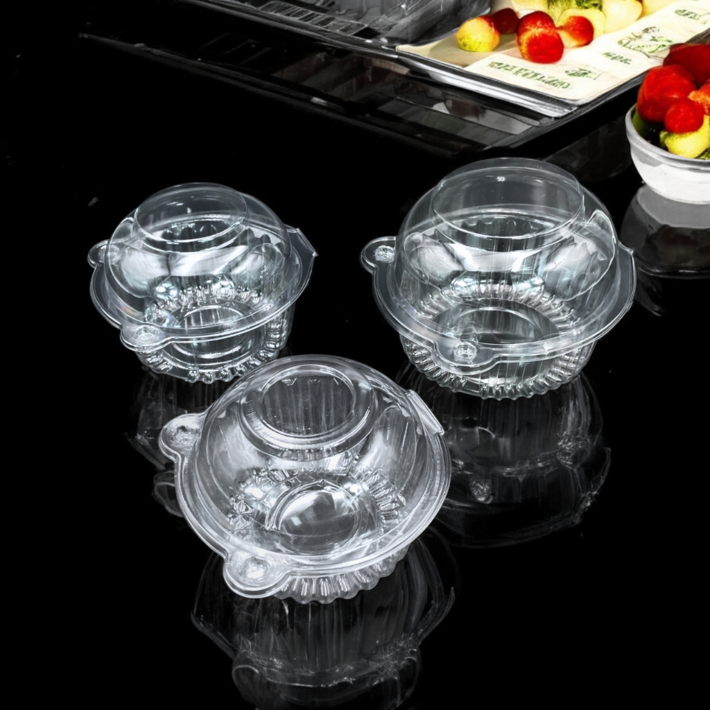 50pcs Clamshell Cupcake Dome / Solo Cupcake Mini Cake Pastry Fruit Cute ...