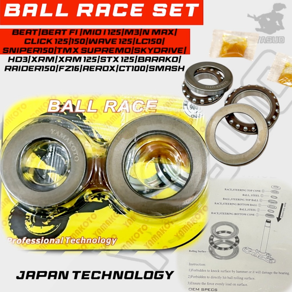 SUNTAL BALL RACE SET FOR YBR125/MIO SPORTY/Wave125/Click125i/BEAT ...