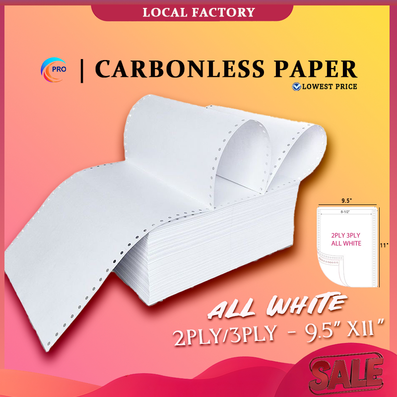 Whole White Carbonless Continuous Form Paper-9.5inch x 11inch 2Ply 1000 ...