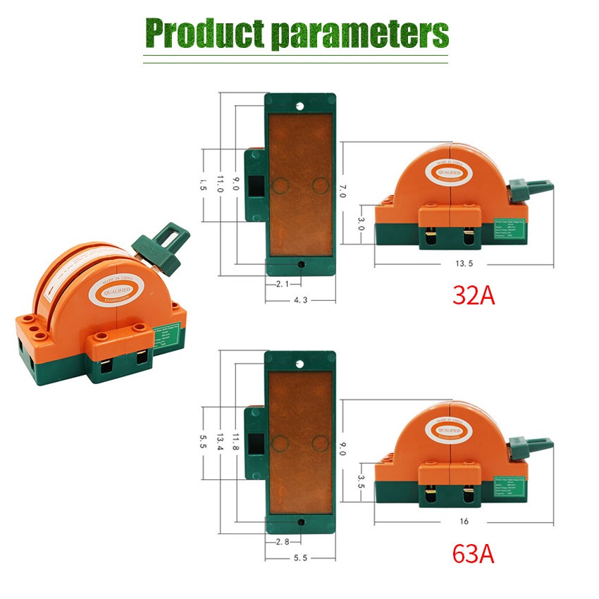 32A/63A 2 Pole Double Throw Changeover Knife Switch Blade Knife DPDT ...