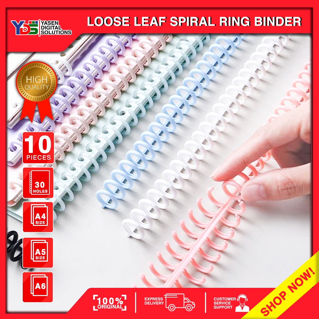 10pcs 30 Hole Spiral Rings for 30 Holes A4 A5 A6 Loose Leaf Binder ...