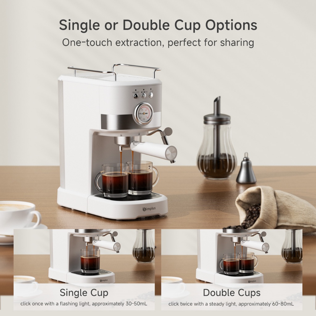 Simplus Espresso Coffee Machine Semi-Automatic 15Bar High Pressure 1.2L ...