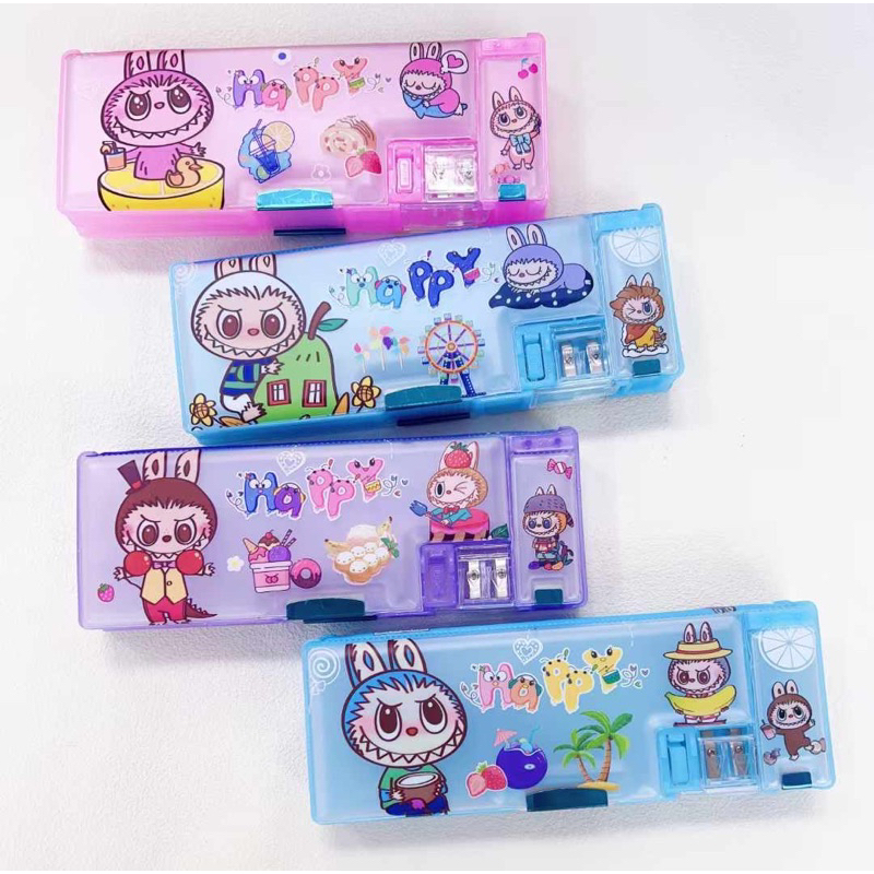 Labubu Double Sided Opening Magnetic Pencil Case with sharpener Pencil ...