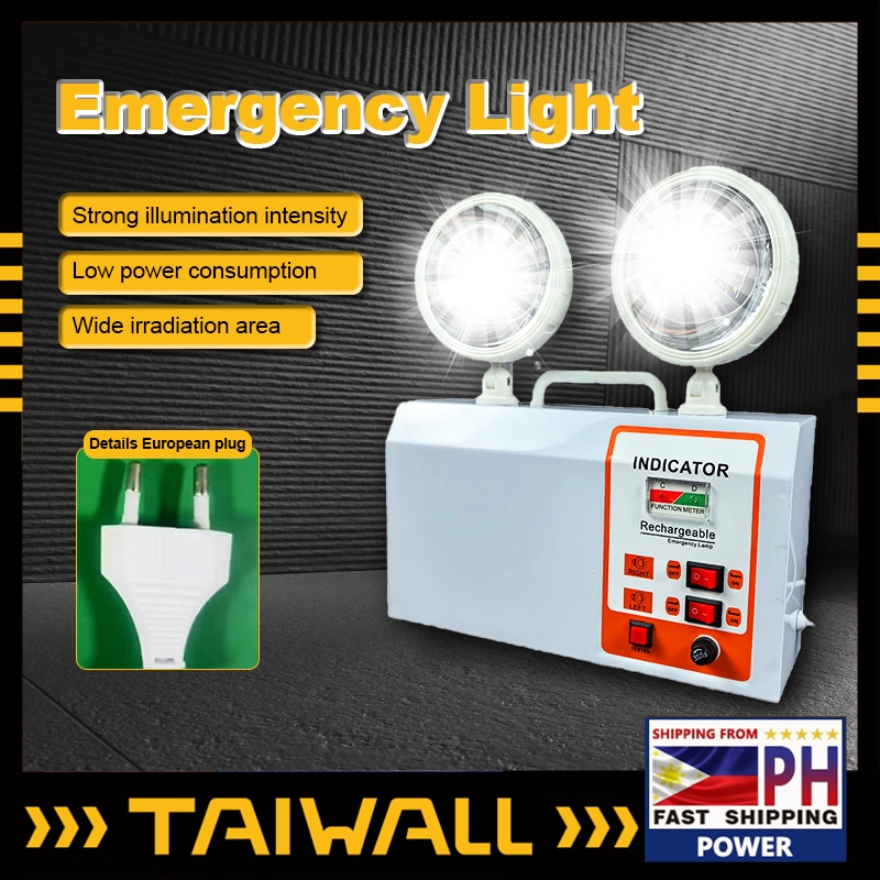 TAIWALL 3W 85-265V 50/60Hz Rechargeable Twinhead Fire Emergency Lamp ...