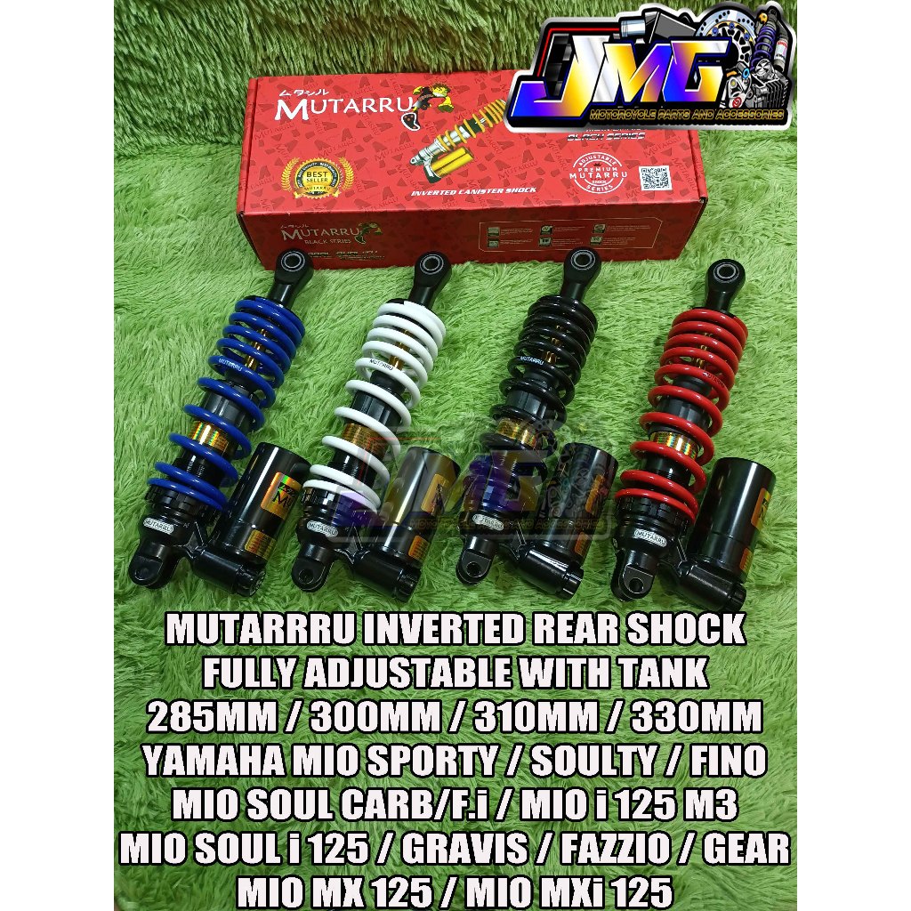 YAMAHA MIO/MIO I 125 M3/MIO SOUL I 125 MUTARRU INVERTED REAR SHOCK ADJUSTABLE 285MM/300MM/310MM ...