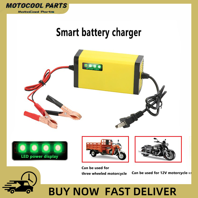 Smart Car Battery Charger 12v 3A Motorcycle Heavy Duty Portable Lead ...
