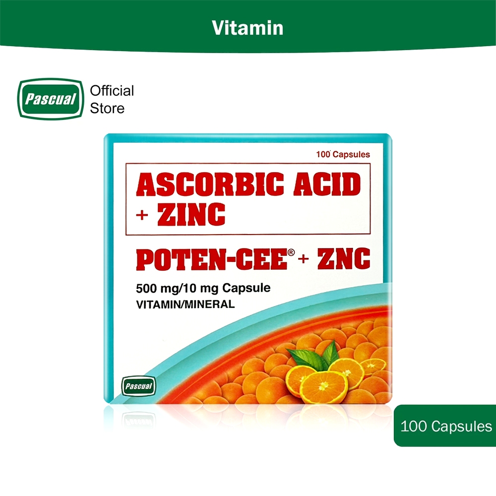 Poten-Cee + ZNC Ascorbic Acid 500mg + Zinc 10mg 100s | Shopee Philippines