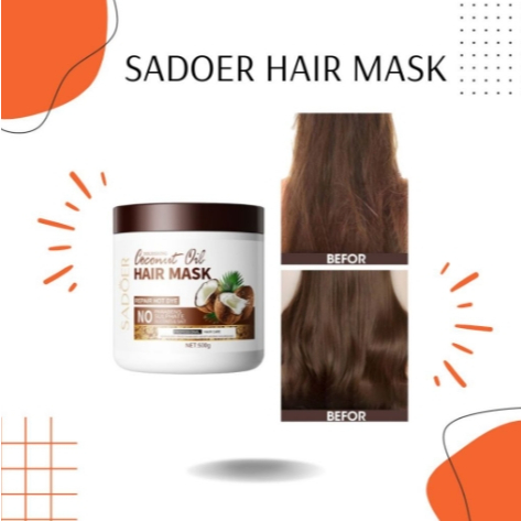 SADOER Coconut Hair Mask 500g Perm Dye Repair Improve Dry Frizz Moisten ...