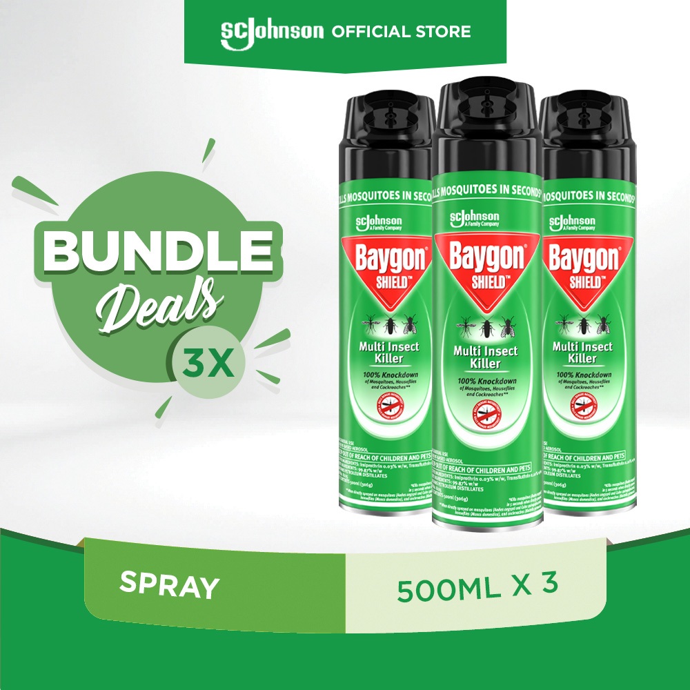 Baygon Shield Multi Insect Killer 500ml (BUNDLE OF 3) | Shopee Philippines