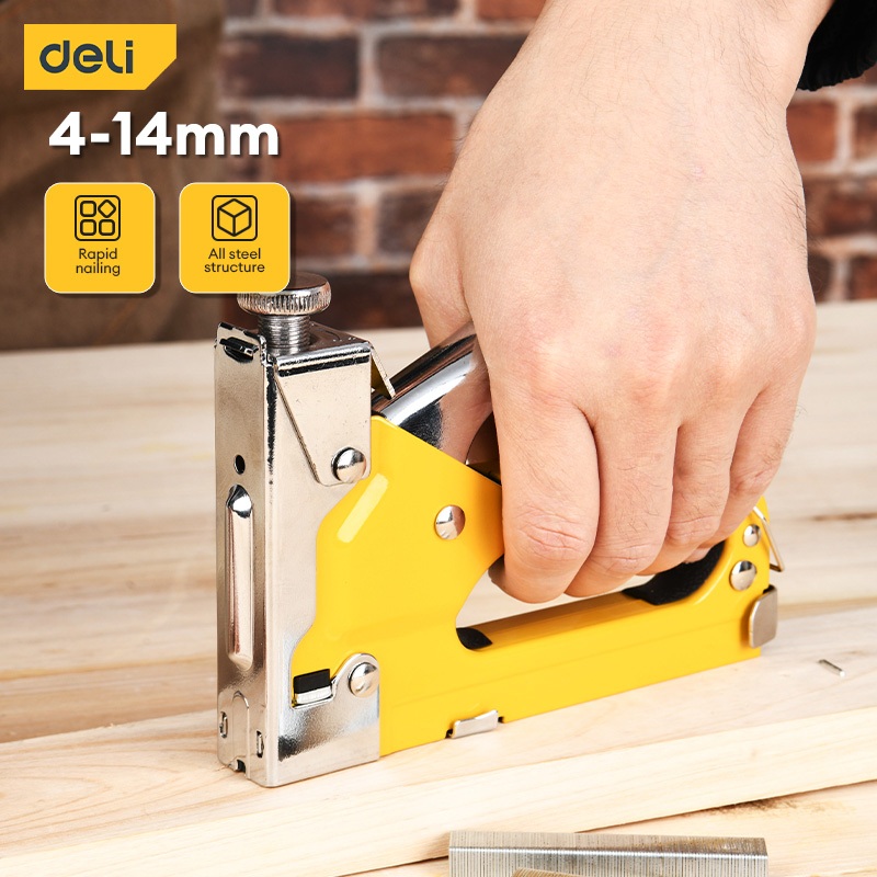 Deli Tools Staple Gun Nail Gun Professional Single-use Heavy Duty Gun ...