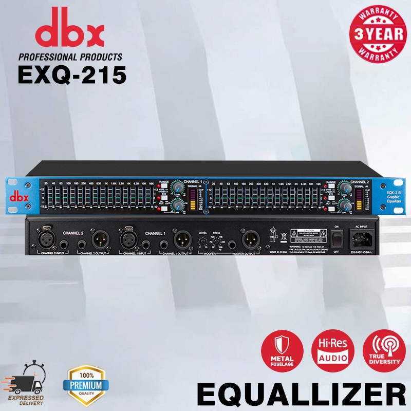 DBX EQX215 Professional graphic equalizer, with an independent high and low-pass filter element ...
