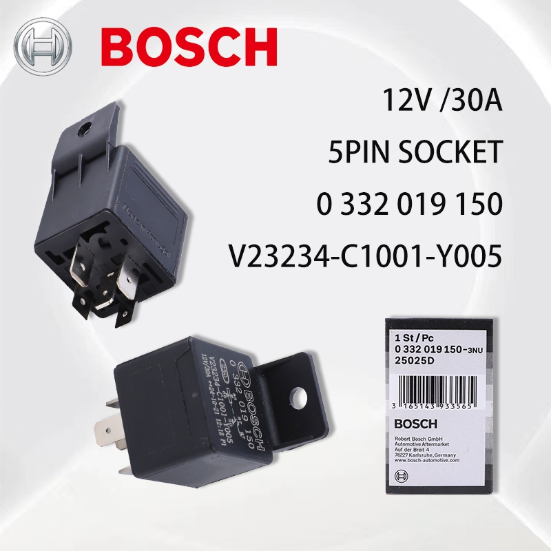 Bosch Horn Relay 5Pin With Socket Original 12V 30A Motorcycle 24V Truck For Mini Driving Light ...