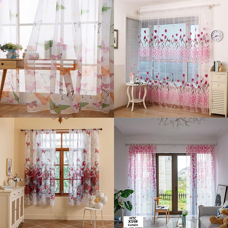 1PC Curtain Room Decorations Plain Willow gauze Kurtina for Windows No ...