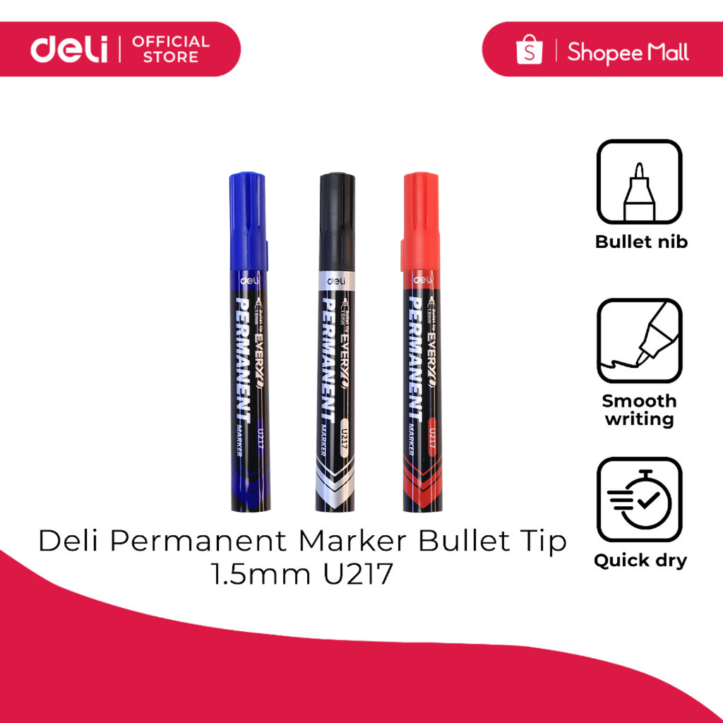Deli U217 Permanent Marker Bullet Tip 1.5mm | Shopee Philippines