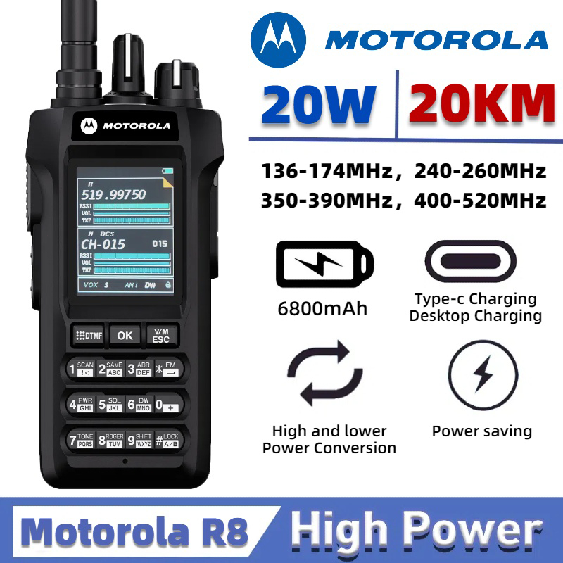 Motorola R8 Two Way Radio Walkie Talkie Long Range 20 Watts High-Power ...