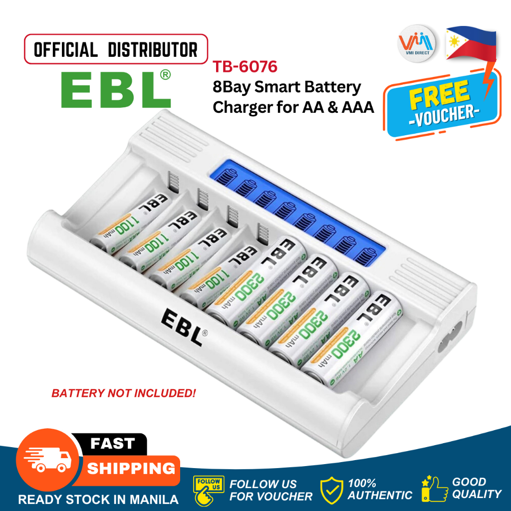 EBL TB 6076 8 Bay Smart Battery Charger w/ LCD Status Display for ...