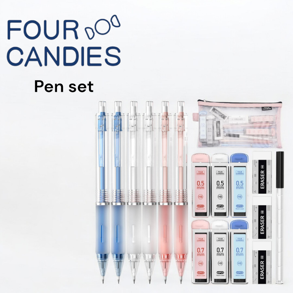 Four Candies Mechanical Pencil Set with Case, 6 Pieces | Shopee Philippines