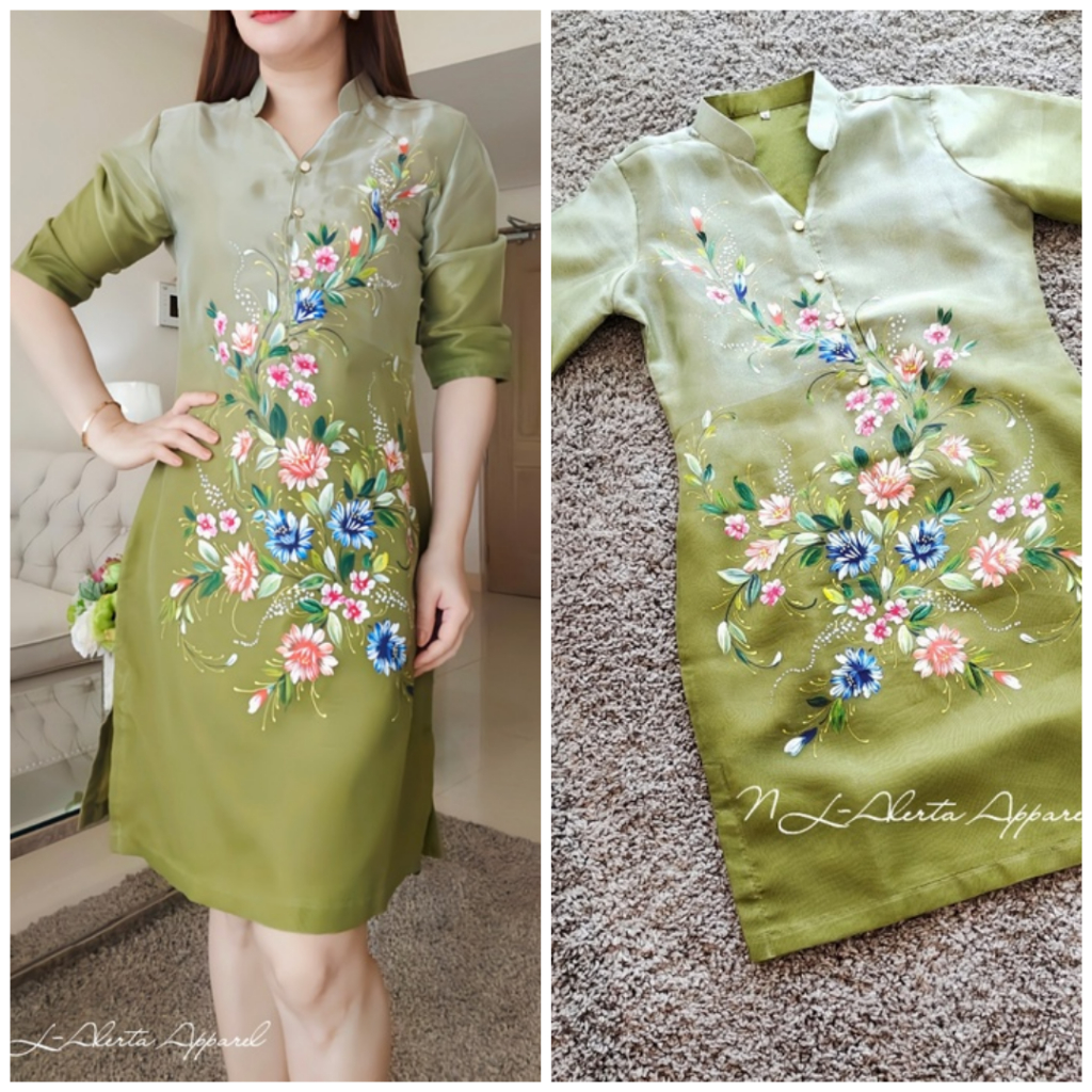 MODERN FILIPINIANA LADY BARONG DRESS HANDPAINTED | Shopee Philippines