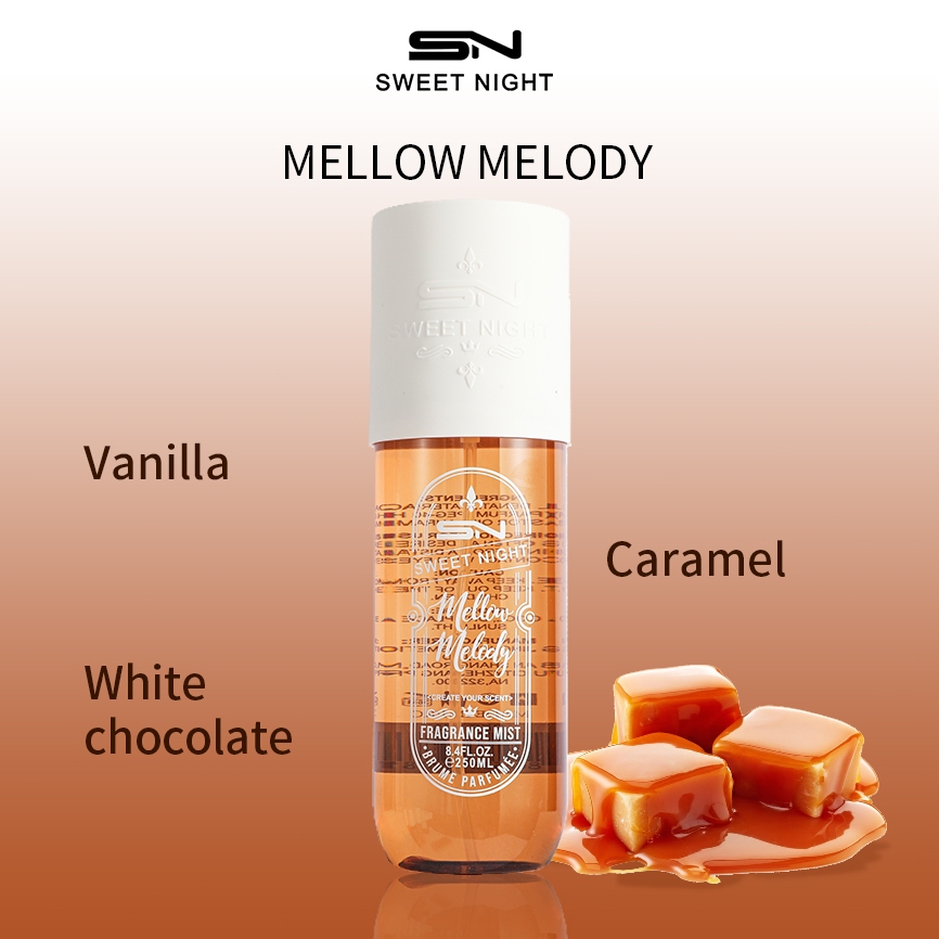 MELLOW MELODY Body Mist Sweet Night 250ml Perfume Lichi Passion Scent for women men long lasting ...