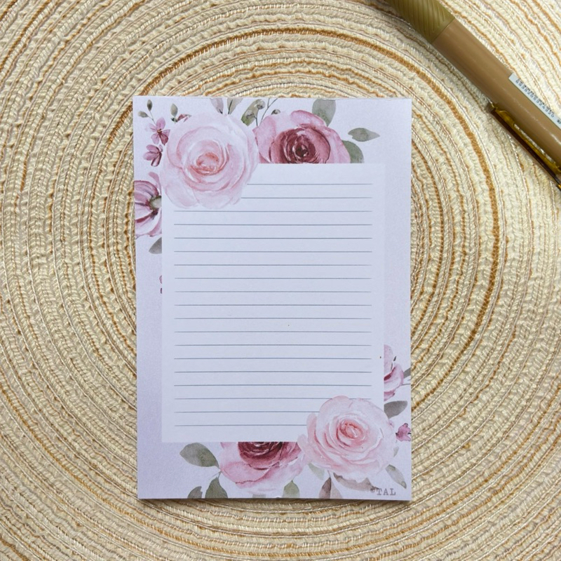 Pink Blooms Notepad, Memo pad, Aesthetic, Multi Design Notes, 40 sheets ...
