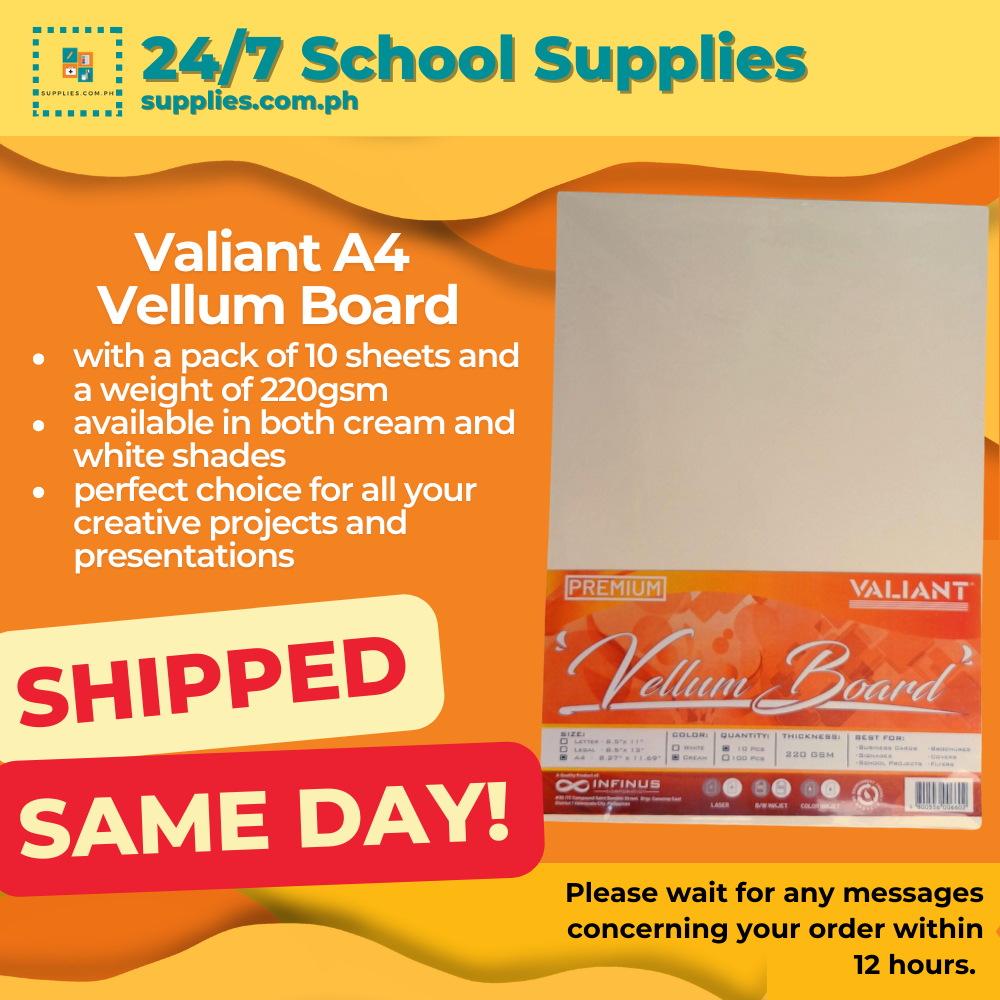 Valiant Vellum Board paper A4 10sheets 220gsm White/Cream | Shopee ...