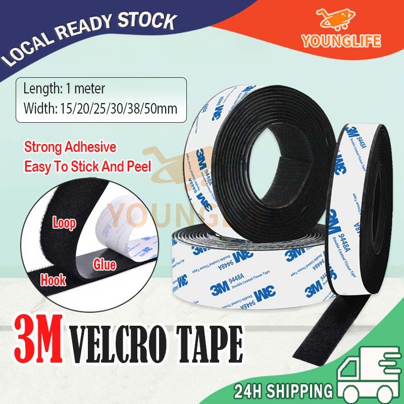3M Velcro Tape Self Adhesive Hook and Loop Tape Fastener Home Decoration DIY Tools | Shopee ...