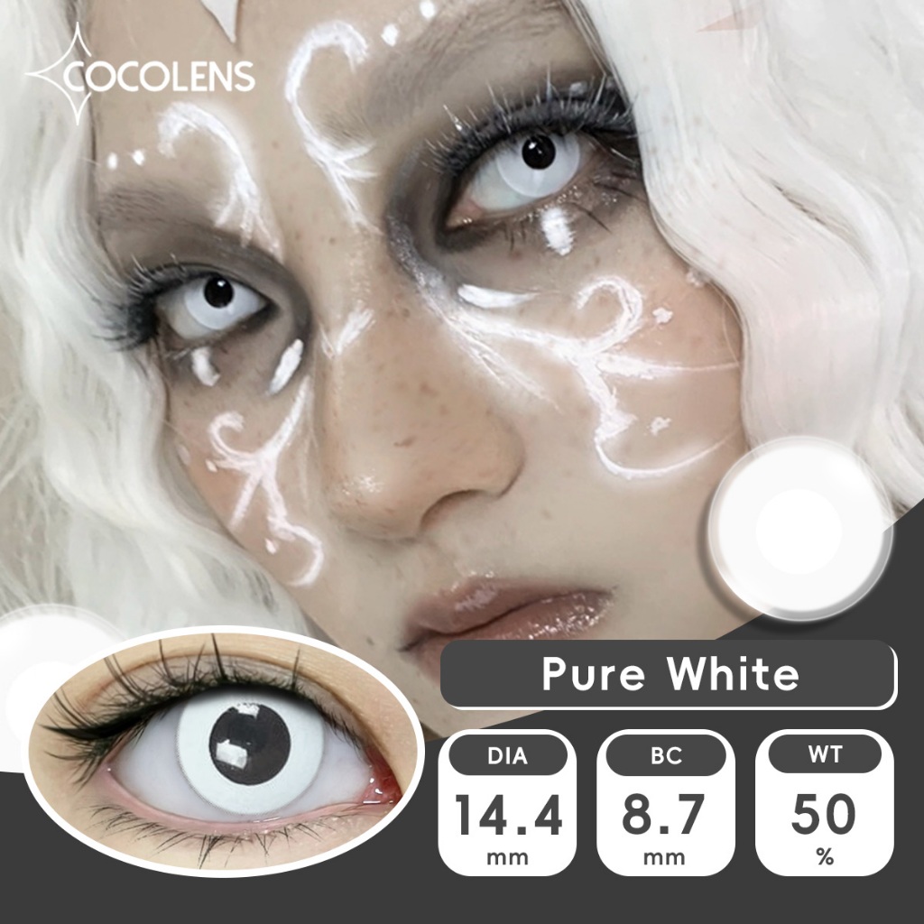 COCOLENS white contact lens 14.4mm cosplay contact lens white contact ...