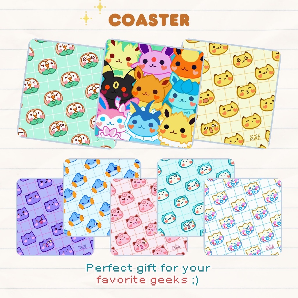 Pokemon Coaster - Eeveelution, Gengar, Rowlet, Snorlax, Togepi, Pikachu ...