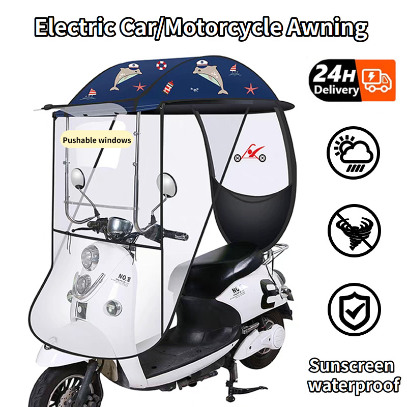 Semi Enclosed Electric Motorcycle Umbrella Canopy Awning Universal ...