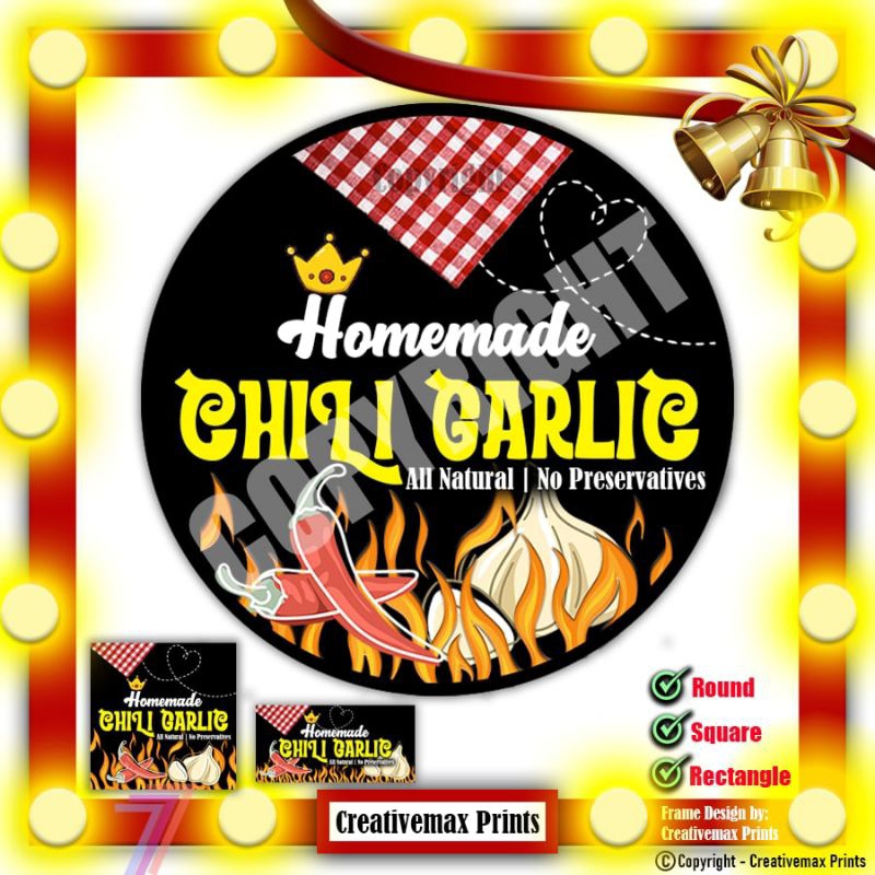 CHILI GARLIC Sticker Label DESIGN 2 (READY-MADE | Waterproof | Glossy ...