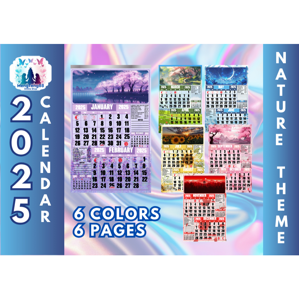 10pcs/set 2025 Wall Calendar Metal Clip Nature Theme (Personalized ...