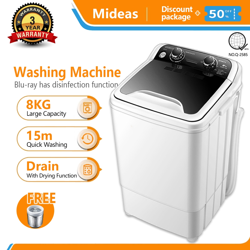 MELORA 8KG Washing Machine Fully Automatic MINI Washing Machine with ...