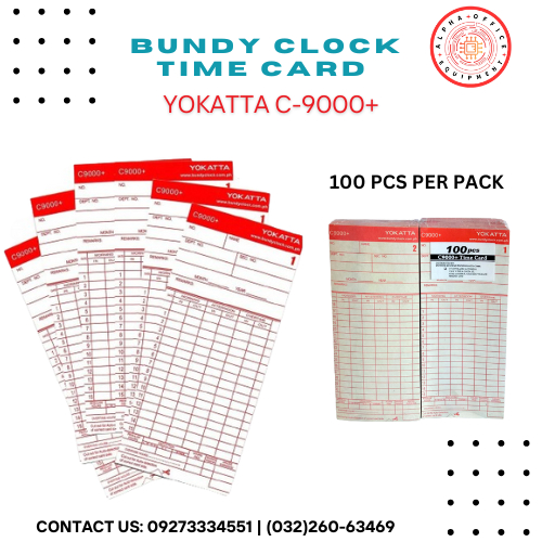 C-9000 Time card, 6 column Punch card, DTR, Bundy clock time card ...