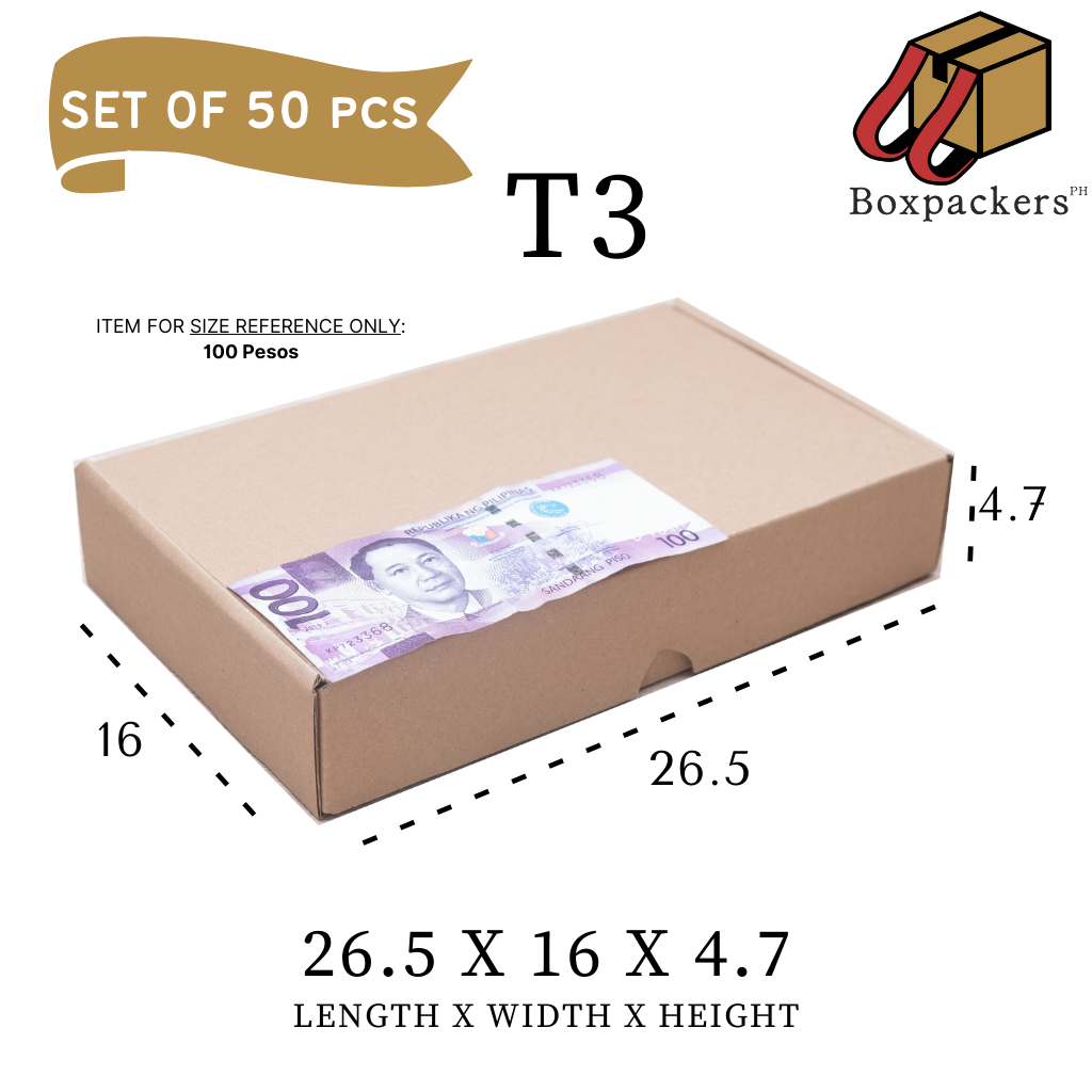 Mailer Box Corrugated Box Carton Karton BOXPACKERS PH SET OF 50 PCS T3 26.5 X 16 X 4.7 CM ...