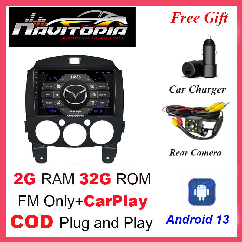 NAVITOPIA Android 14 2G RAM 32G ROM Car Head Unit with Panel for Mazda ...