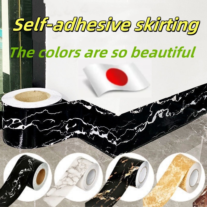 Self-Adhesive Tile Wall Stickers Skirting Line PVC Marble Pattern Tile ...