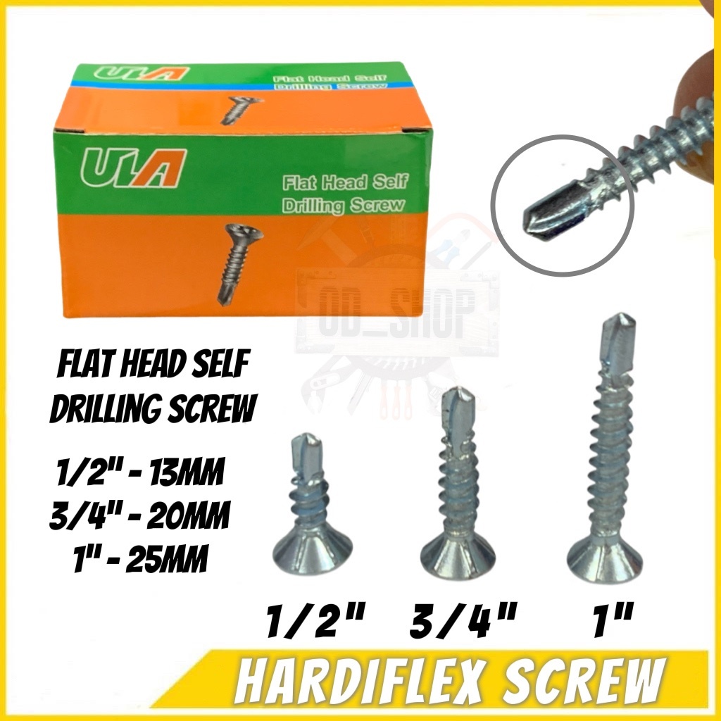 ULA Flat Head Self Drilling Screw 3/4" 1" Hardiflex Screw (PER BOX ...