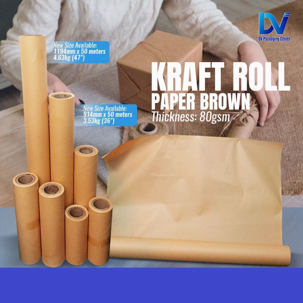 (80gsm) BROWN KRAFT PAPER ROLL - 50m & 100m | Shopee Philippines