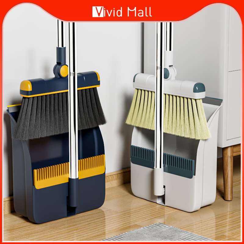 Vivid Foldable Broom Dustpan Set For Home Household Floor Cleaning Set ...