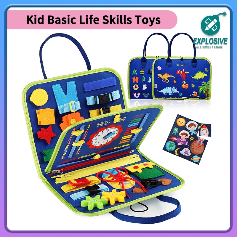 Kid Basic Life Skills Toys Montessori Busyboard Sensory Toys Toddlers ...