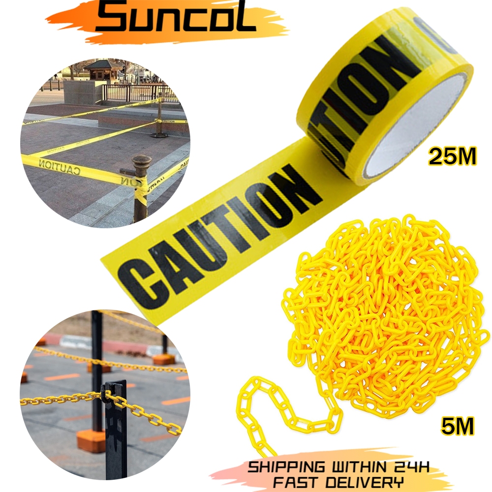 25m Warning Caution Tape Adhesive 5m Plastic Chain Barrier for Creating ...
