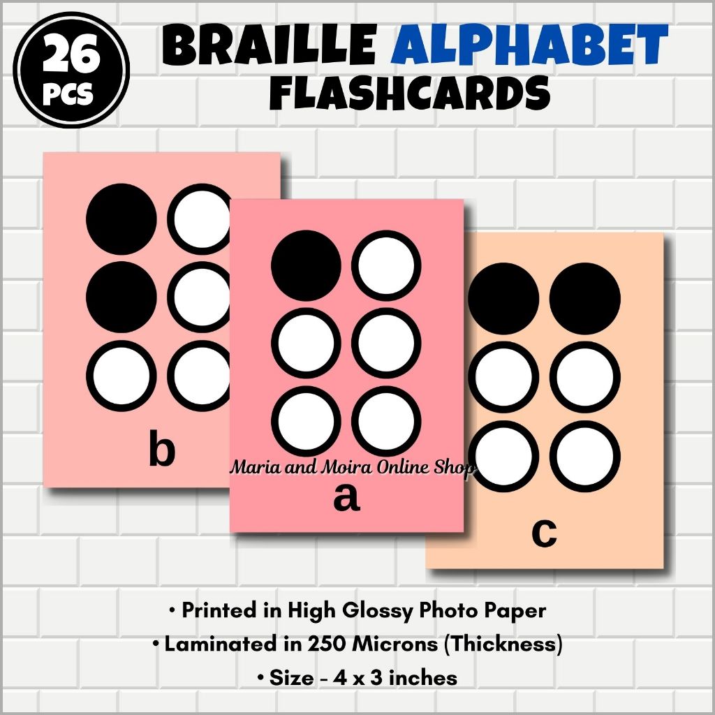 (26 PCS) BRAILLE ALPHABET FLASHCARDS | LAMINATED (NOT EMBOSSED) BRAILLE ...