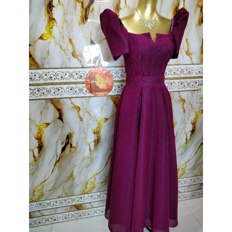 Filipiniana purple crop top long gown | Shopee Philippines
