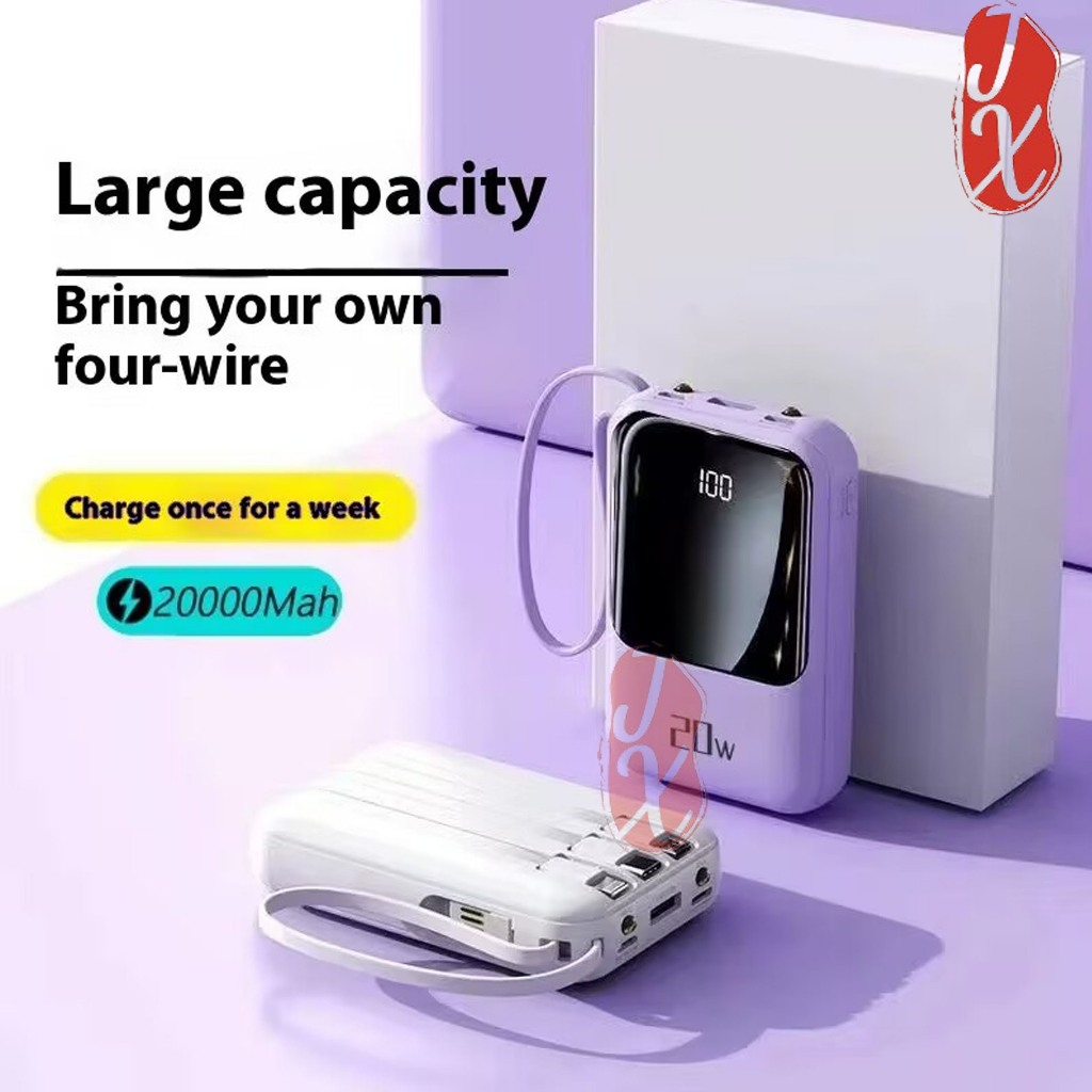 Mini powerbank original 20000mah With four wire power bank fast charger ...