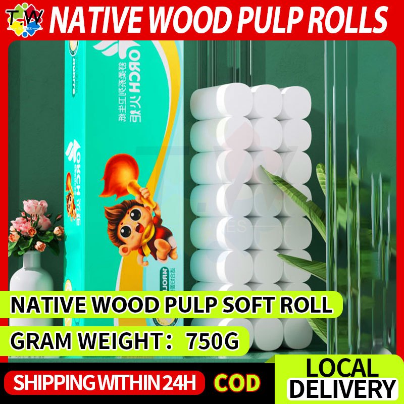 750G/950G Native Wood Pulp Rolls Classic Thick and Durable Toilet Paper ...