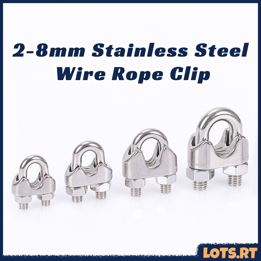 5Pcs SUS304 Steel Wire Clamp 2-8mm Stainless Steel Wire Rope Clip Heavy ...