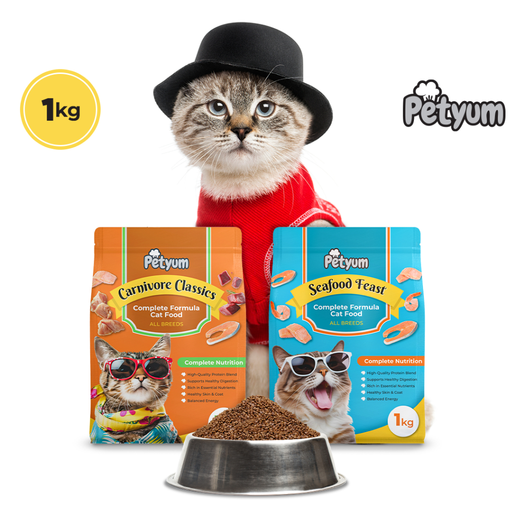 PetYum Cat Dry Food Carnivore Classics / Seafood Feast 1kg Collection ...