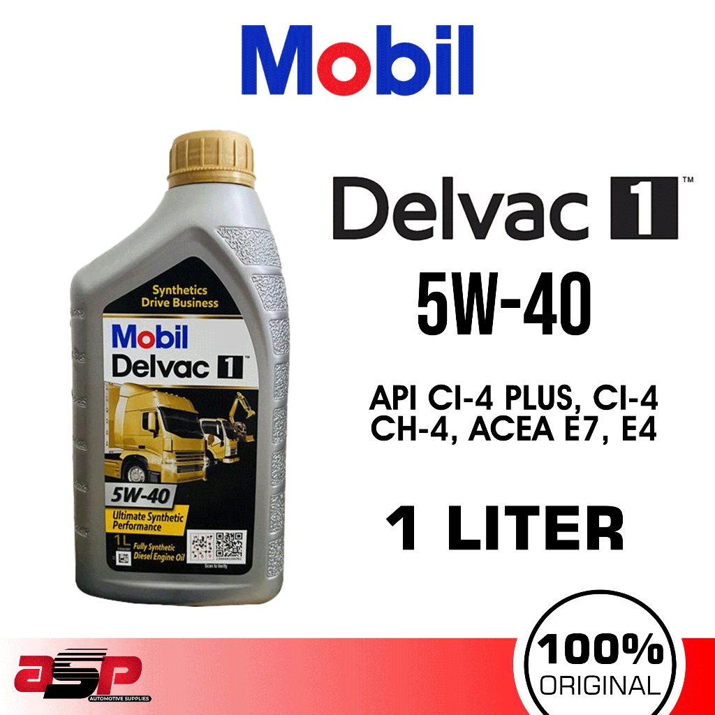 MOBIL 5W-40 Delvac 1 Fully Synthetic Diesel Oil 1 Liter | Shopee ...